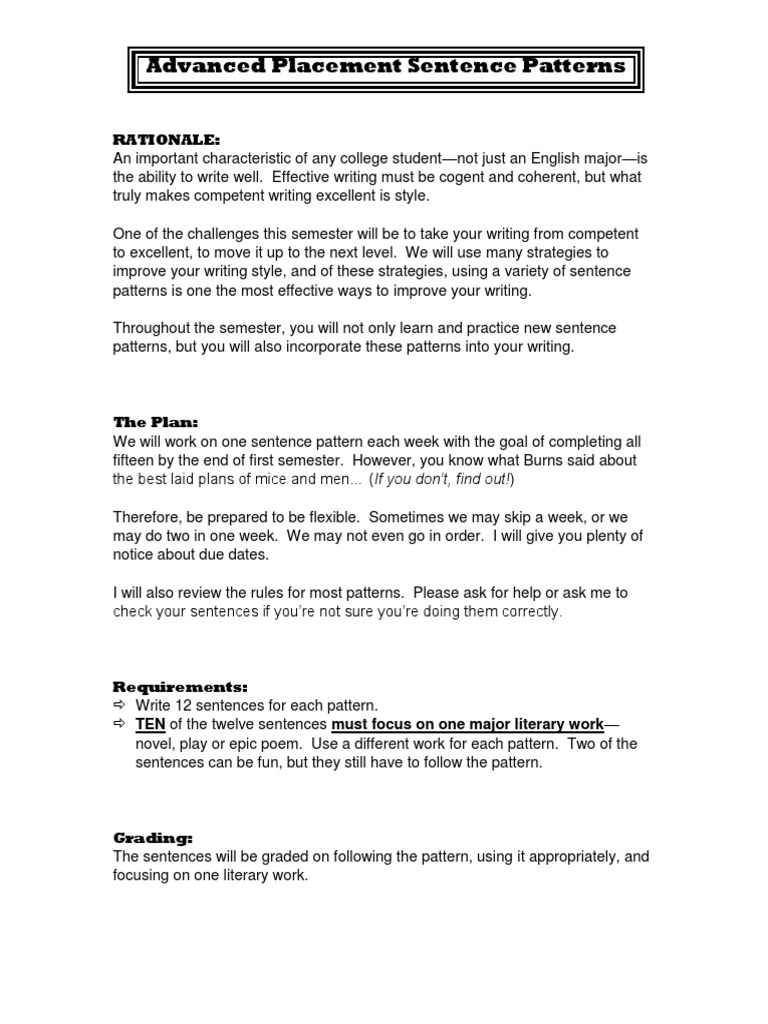 Master Advanced AP Sentence Patterns | PDF | Sentence (Linguistics ...