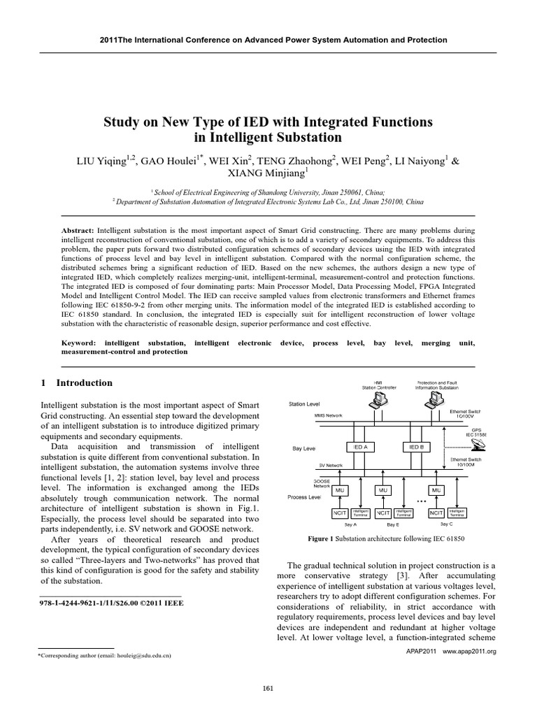 Study On New Type of IED With Integrated Functions | PDF | Electrical ...