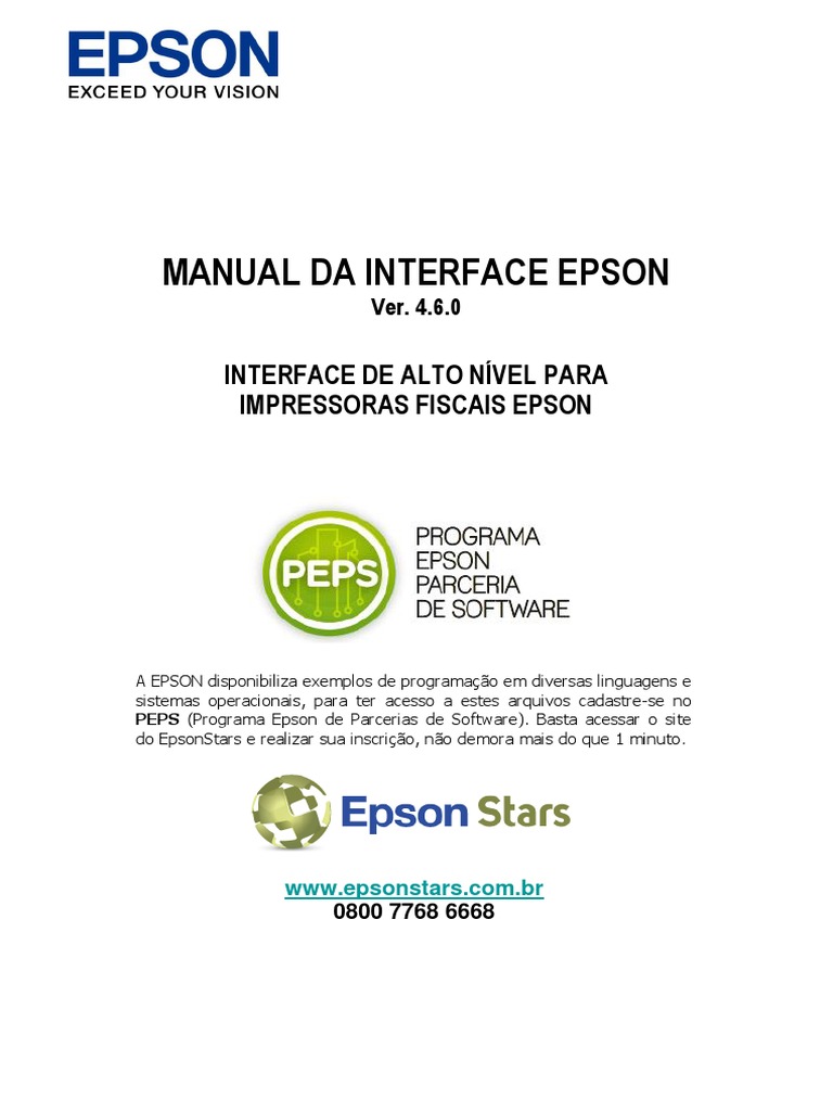 Manual da Interface Epson 4.6.0 | PDF | C ++ | Interface de usuário