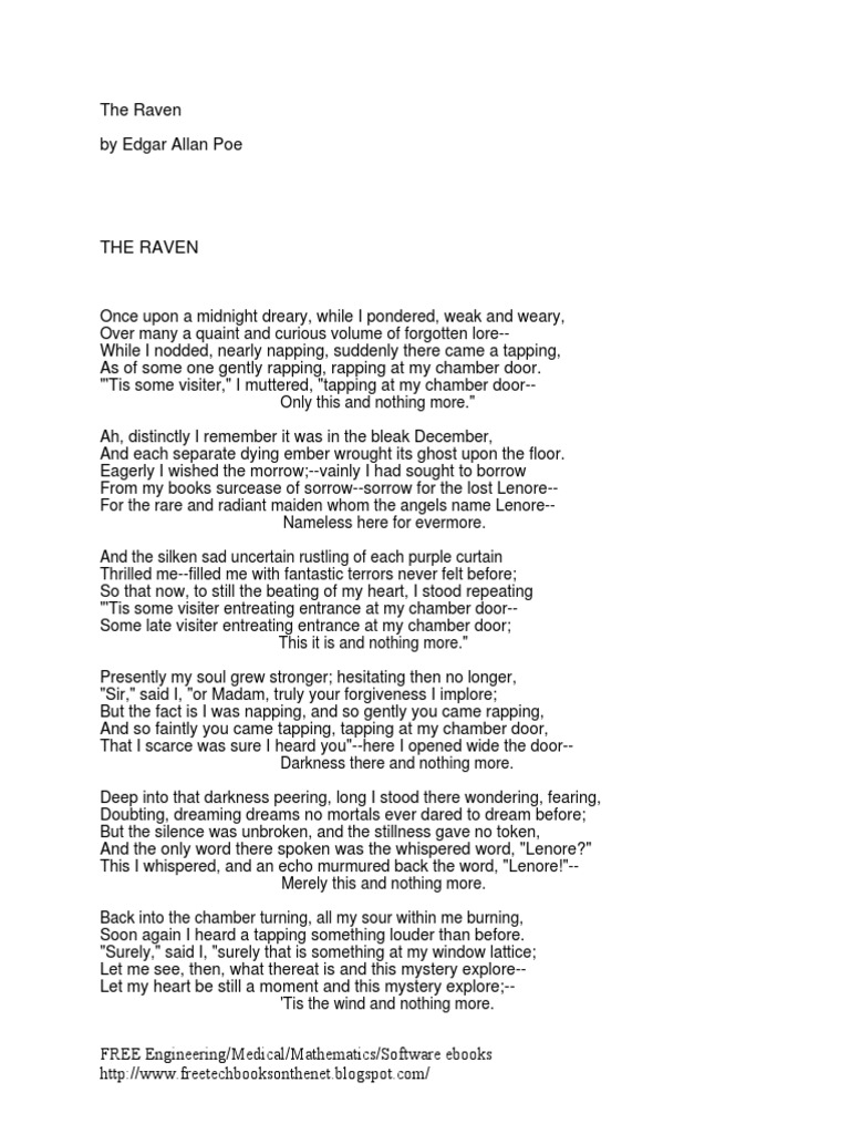 Edgar Allan Poe's The Raven Poem | PDF | The Raven