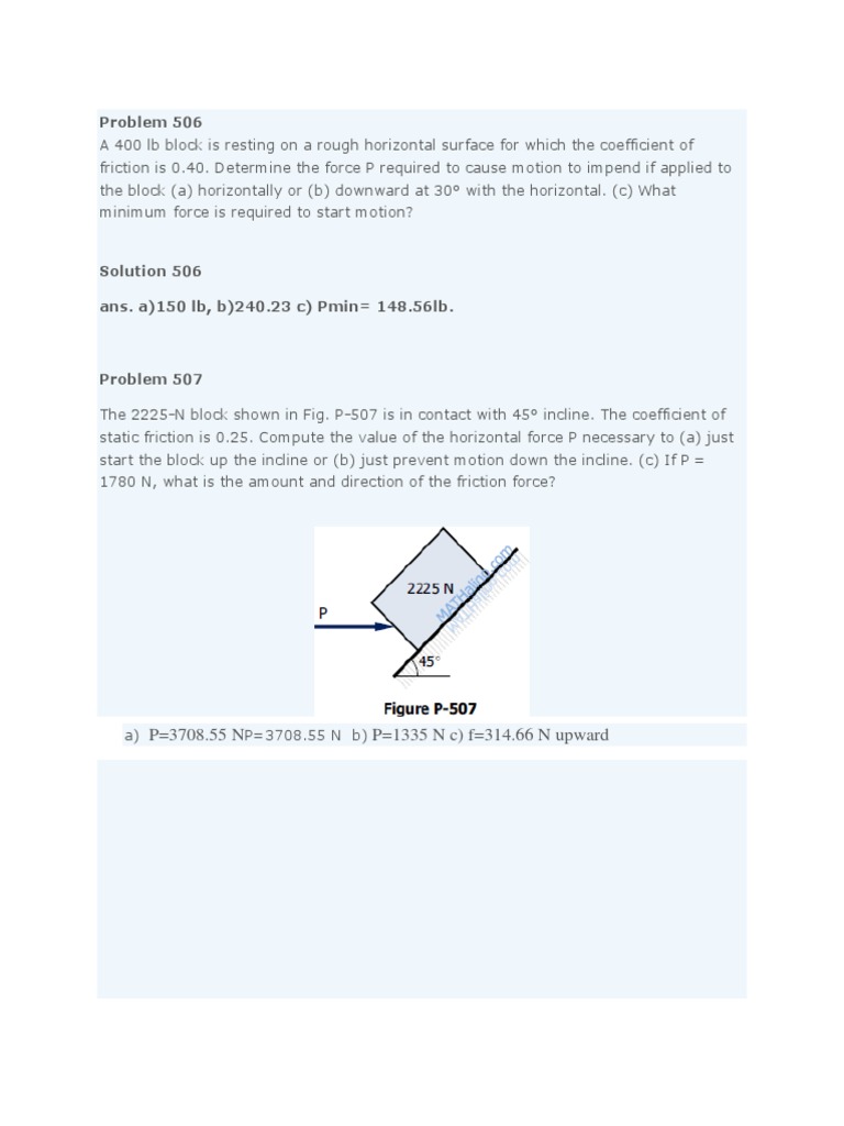 Friction Problems | Friction | Force