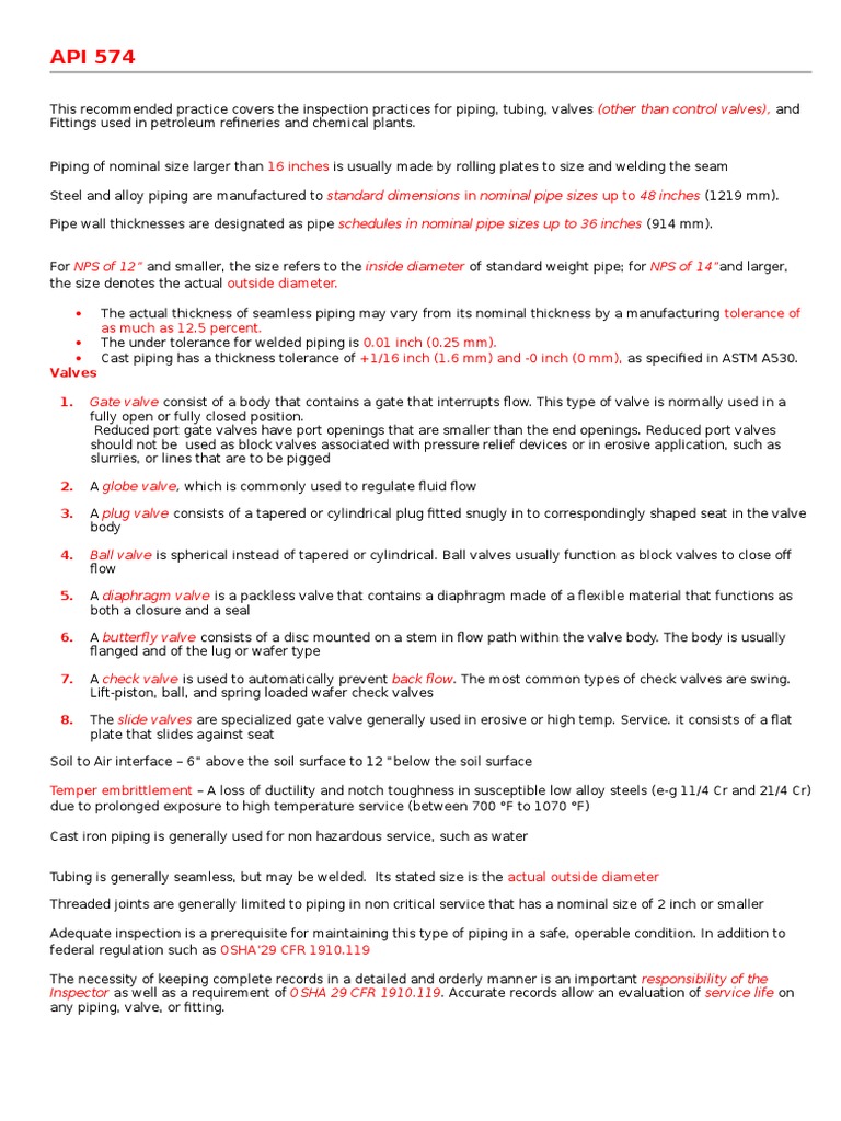 Api 574 | PDF | Pipe (Fluid Conveyance) | Valve