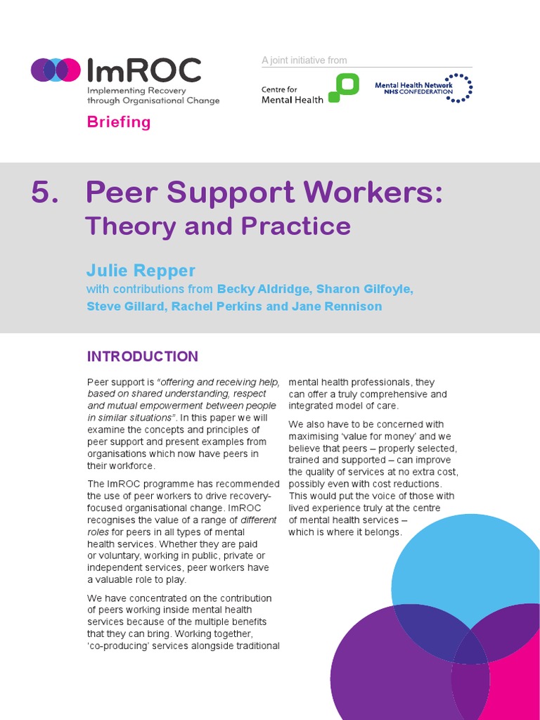 Peer Support Workers Theory and Practice | PDF | Recovery Approach ...
