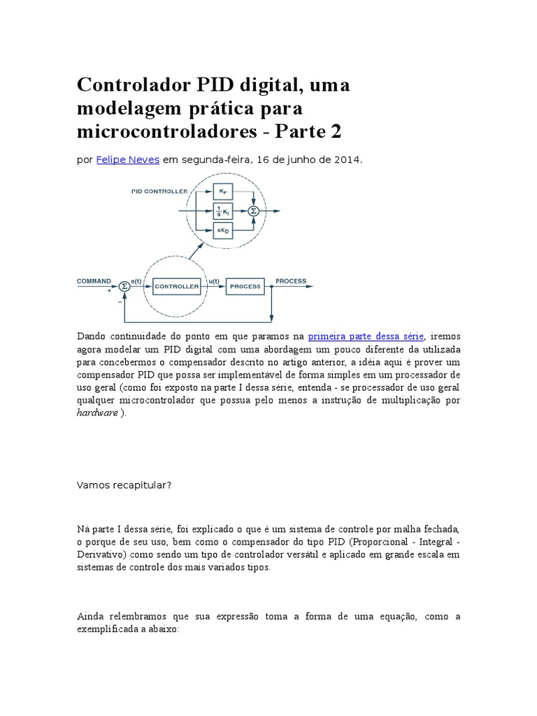 Controlador PID Digital Parte 2 | PDF | Tempo | Transformada de Laplace