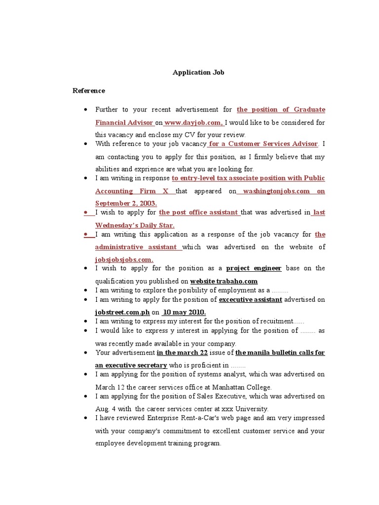 Application Job Reference | PDF | Bachelor's Degree | Strategic Management