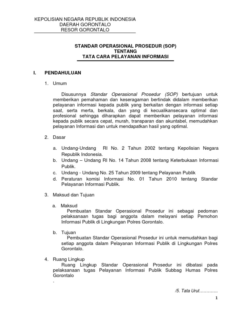 Sop Subbag Humas | PDF