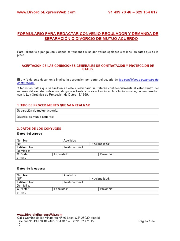 formulario divorcio | Divorcio | Pensión alimenticia | Prueba gratuita ...