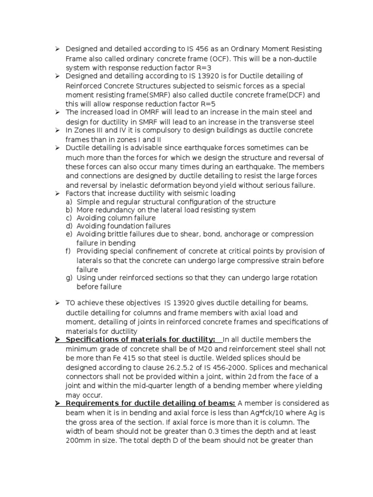 Designed and Detailed According To IS 456 As An Ordinary Moment ...