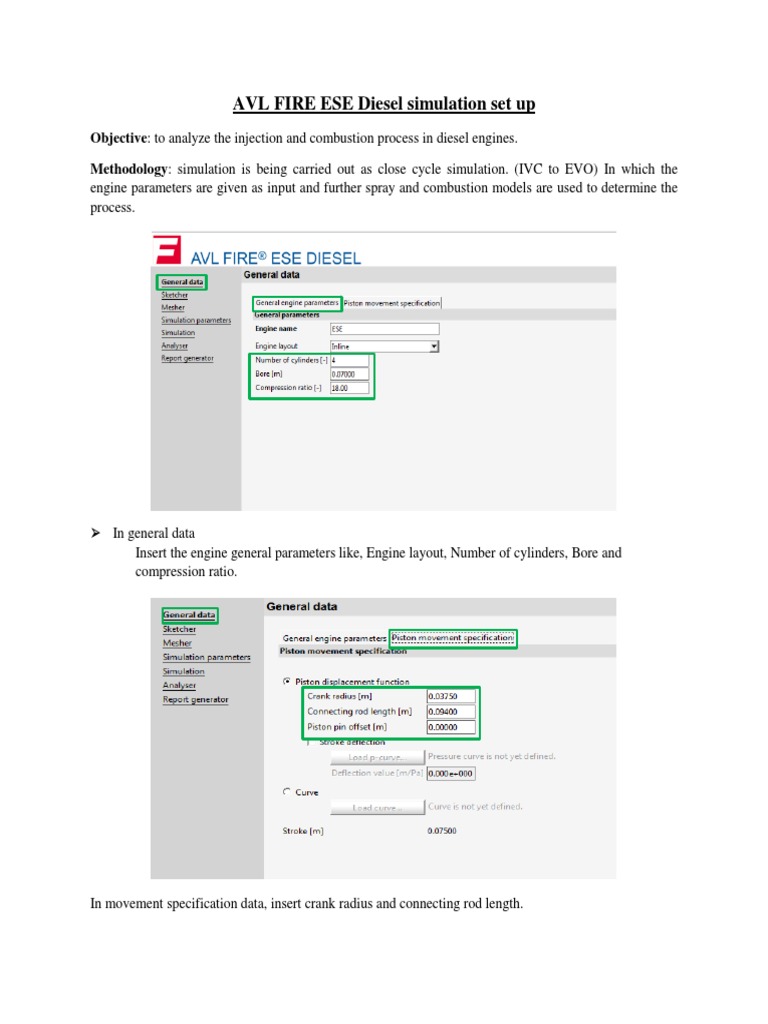 AVL FIRE Diesel Simulation Setup Guide | PDF | Diesel Engine | Fuel ...