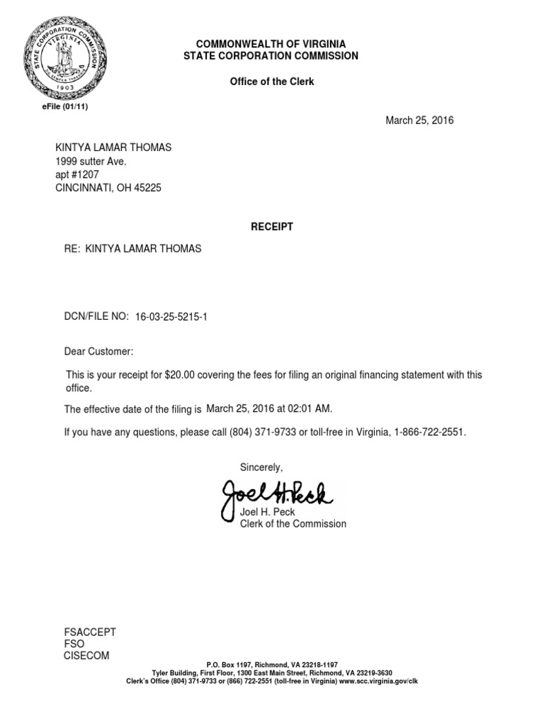 Ucc Financing Statement | PDF | Address (Geography) | Uniform Commercial Code