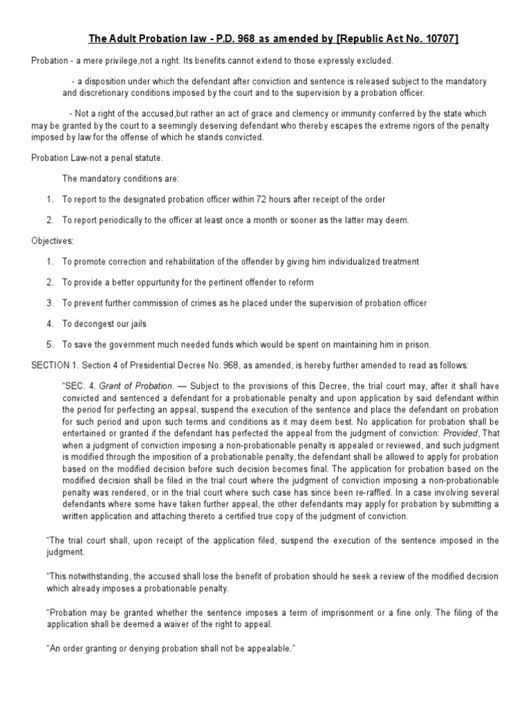 The Adult Probation Law | Probation | Probation Officer