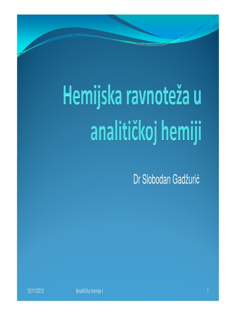 Analiticka Hemija I Prezentacija 2 | PDF