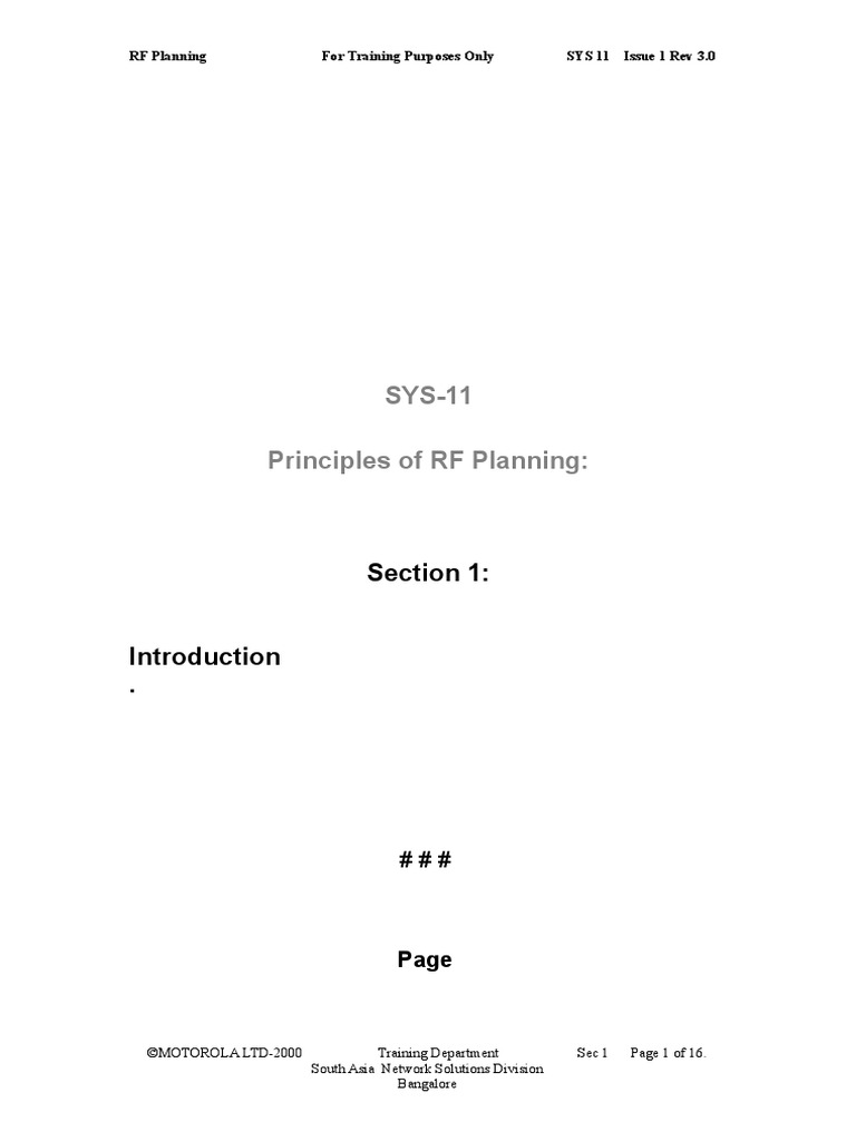 SYS-11 Principles of RF Planning:: Section 1 | PDF | Decibel | Radio ...