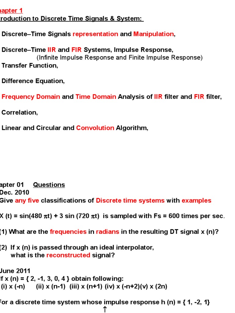Introduction To Discrete Time Signals & System | PDF | Digital Signal ...