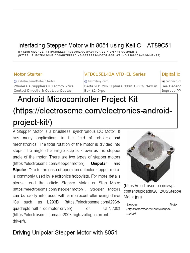 Interfacing Stepper Motor With 8051 Using Keil C - AT89C51 PDF | PDF ...