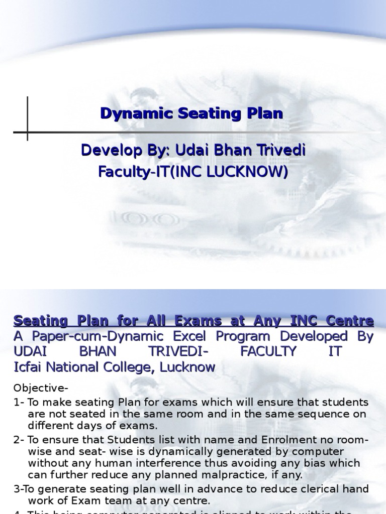 User Manuals - Dynamic Seating Plan | PDF | Microsoft Excel | Software ...