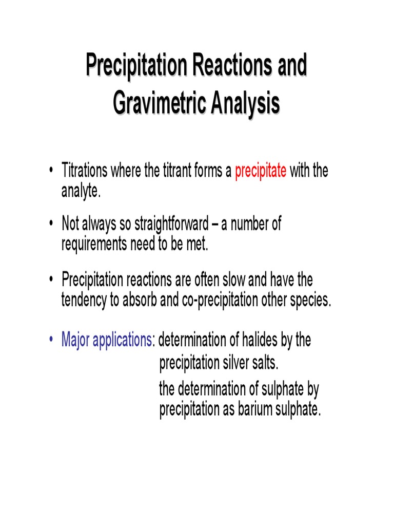 Gravimetric Analysis of Precipitation Reactions | PDF | Precipitation ...