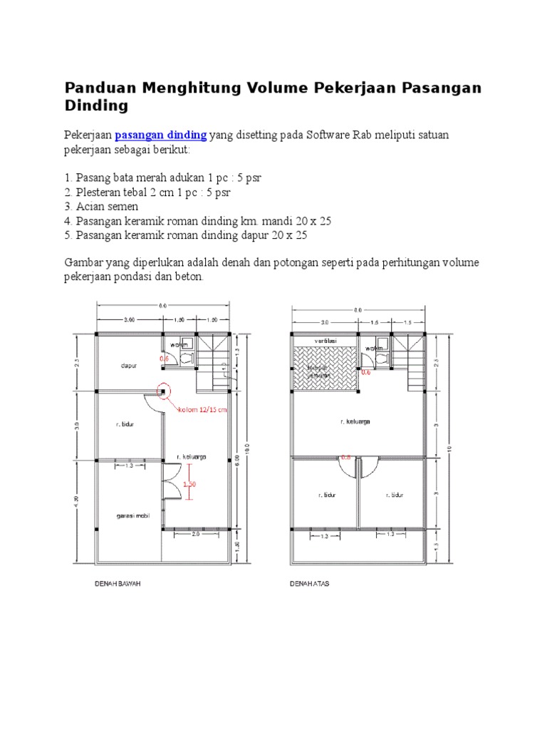 Panduan Menghitung Volume Pekerjaan Pasangan Dinding | PDF