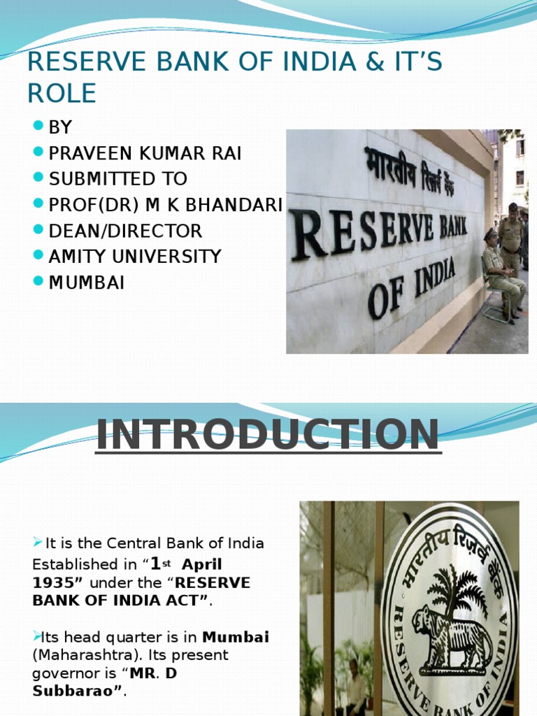 Functions and Role of RBI in India | PDF | Reserve Bank Of India ...