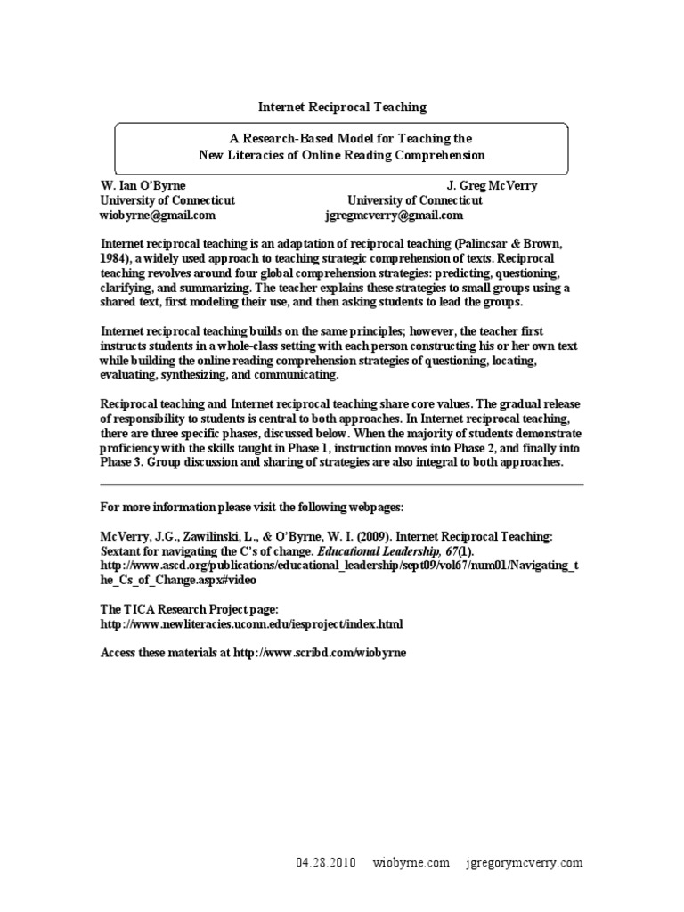 IRA IRT Session Handout: April 28, 2010 | PDF | Reading Comprehension ...