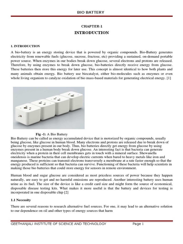 Bio Battery Use Biocatalyst, Either Bio Molecules Such As Enzymes or ...