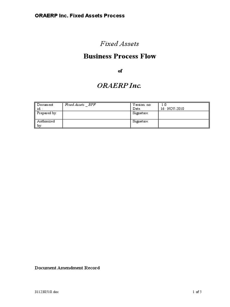 ORAERP Inc. Fixed Assets Workflow Guide | PDF