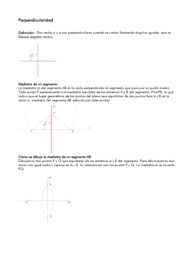 Definición y Trazado de Perpendiculares | PDF | Perpendicular | Línea ...