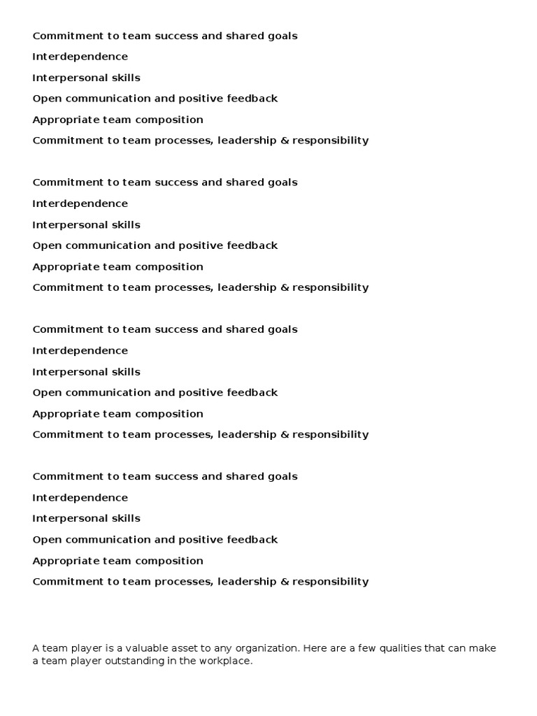 Commitment To Team Success and Shared Goals | PDF | Criticism | Leadership