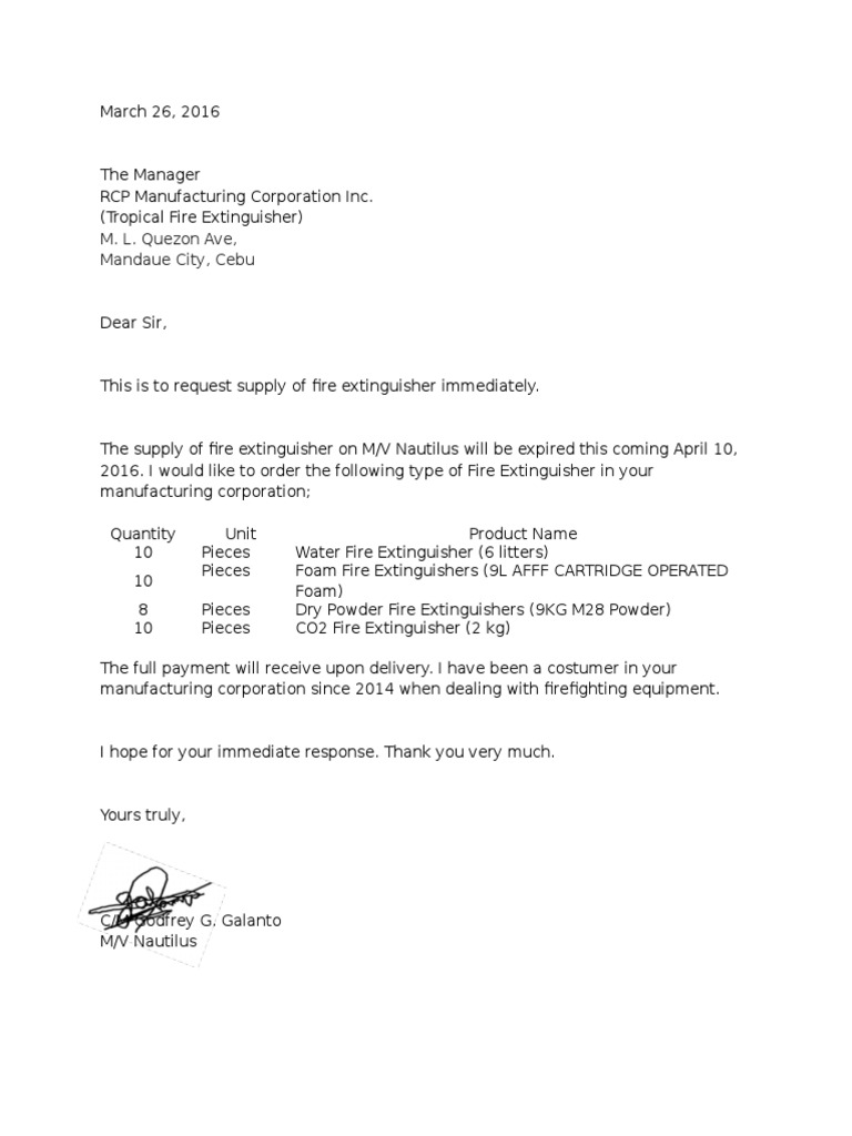 Request For Supply | PDF