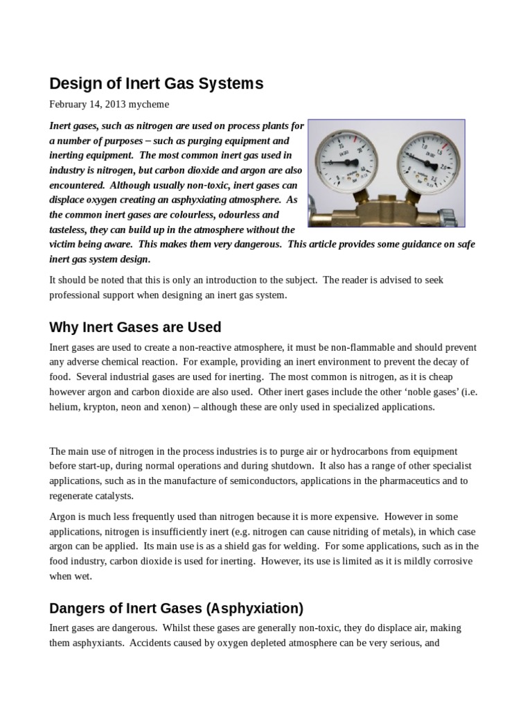 Design of Inert Gas Systems | PDF | Argon | Nitrogen