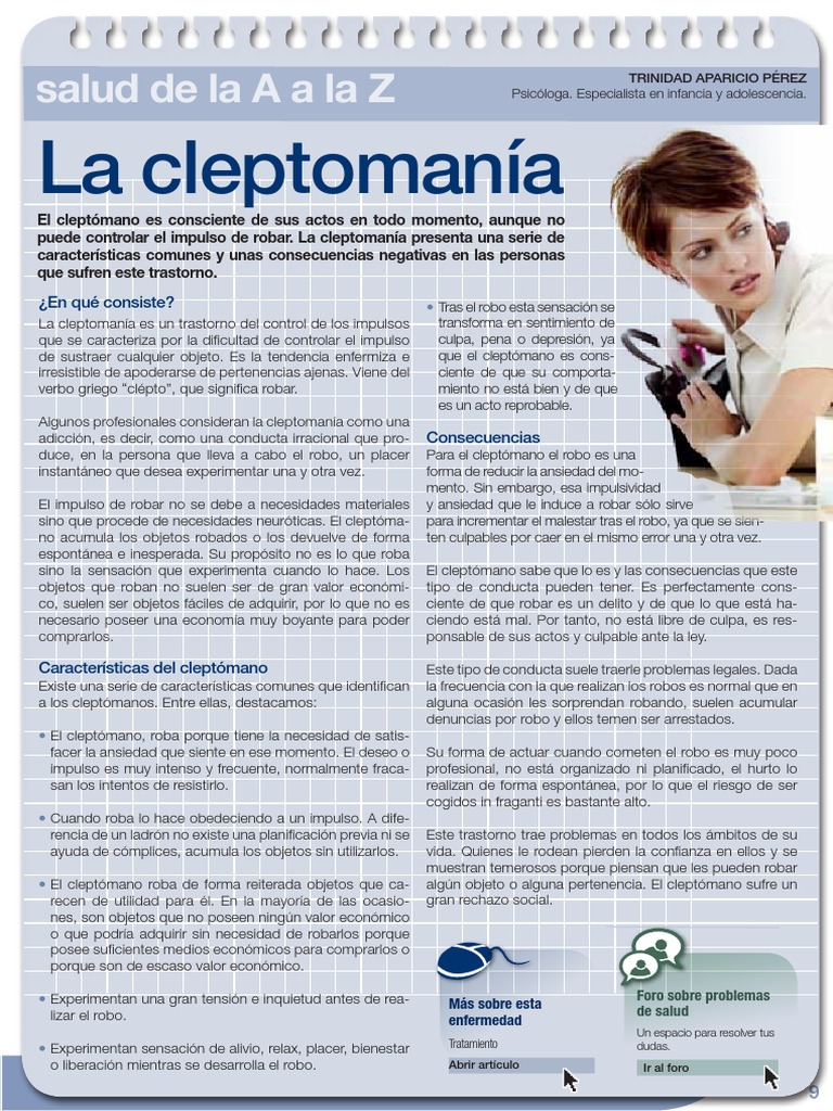 La Cleptomanía | PDF | Ciencias del comportamiento | Salud mental