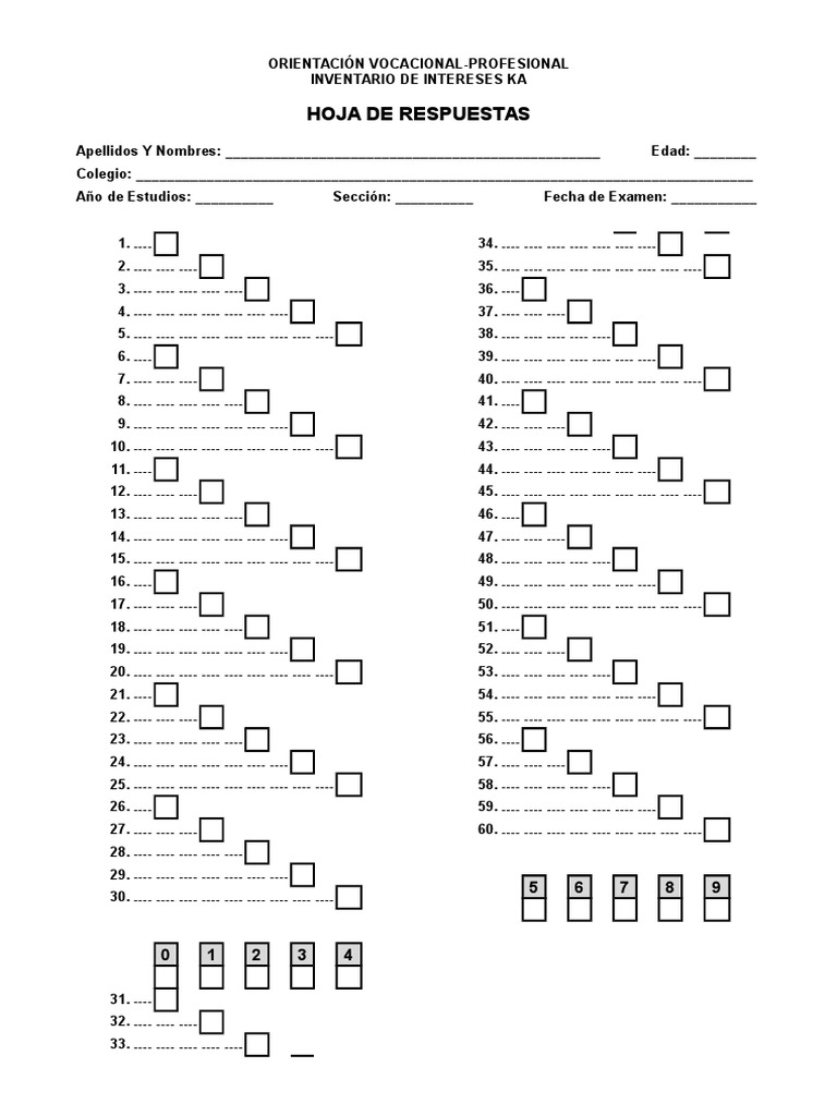Hoja de Respuesta - Kuder | PDF