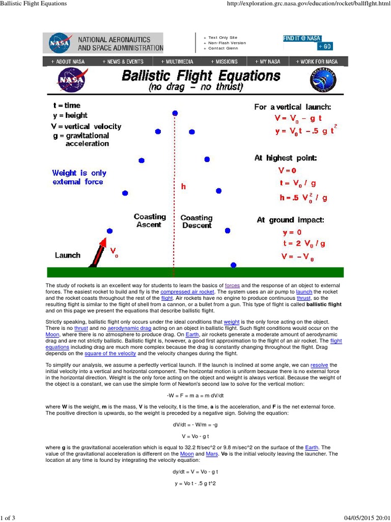 Ballistic Flight Equations | Flight | Rocket