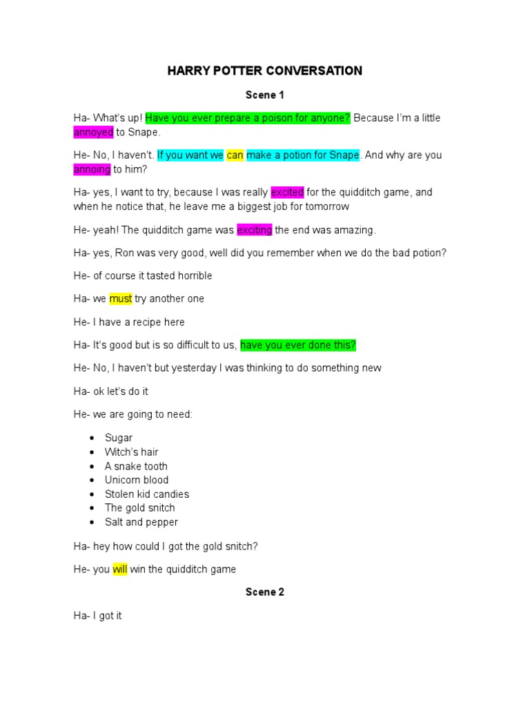Harry Potter Dialogue on Potions | PDF | Art