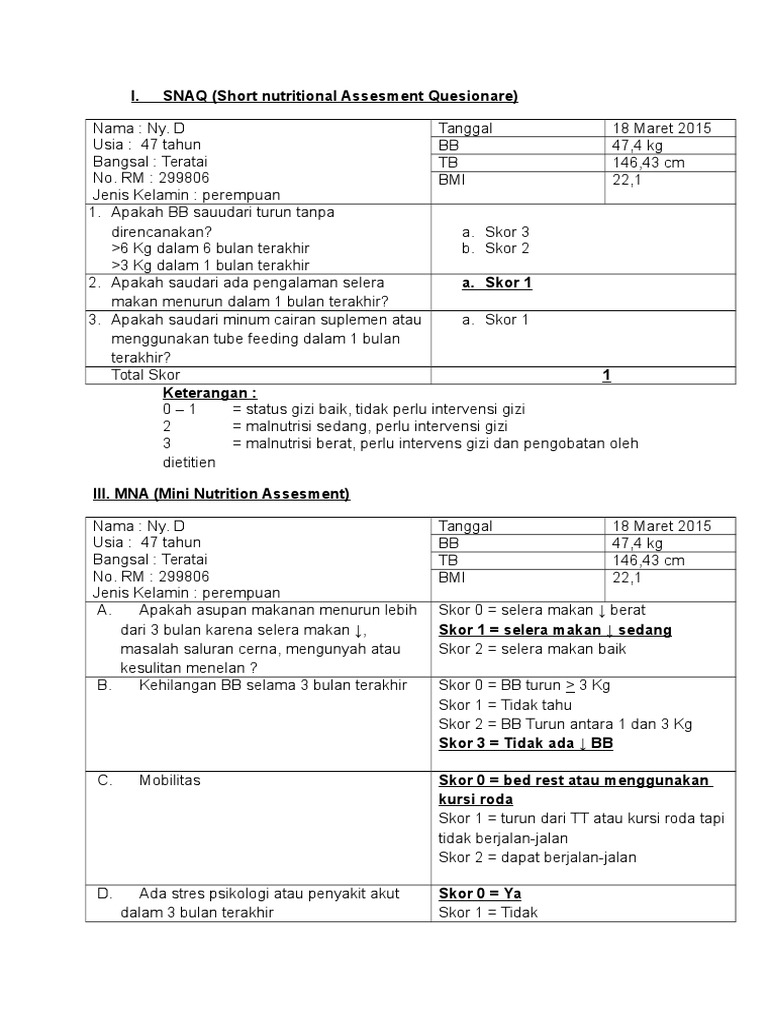 Skrining SNAQ & MNA | PDF