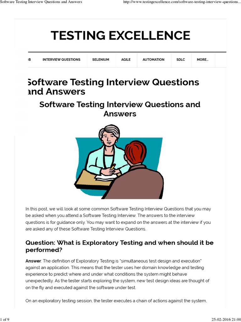 Software Testing Interview Questions and Answers | PDF | Software ...