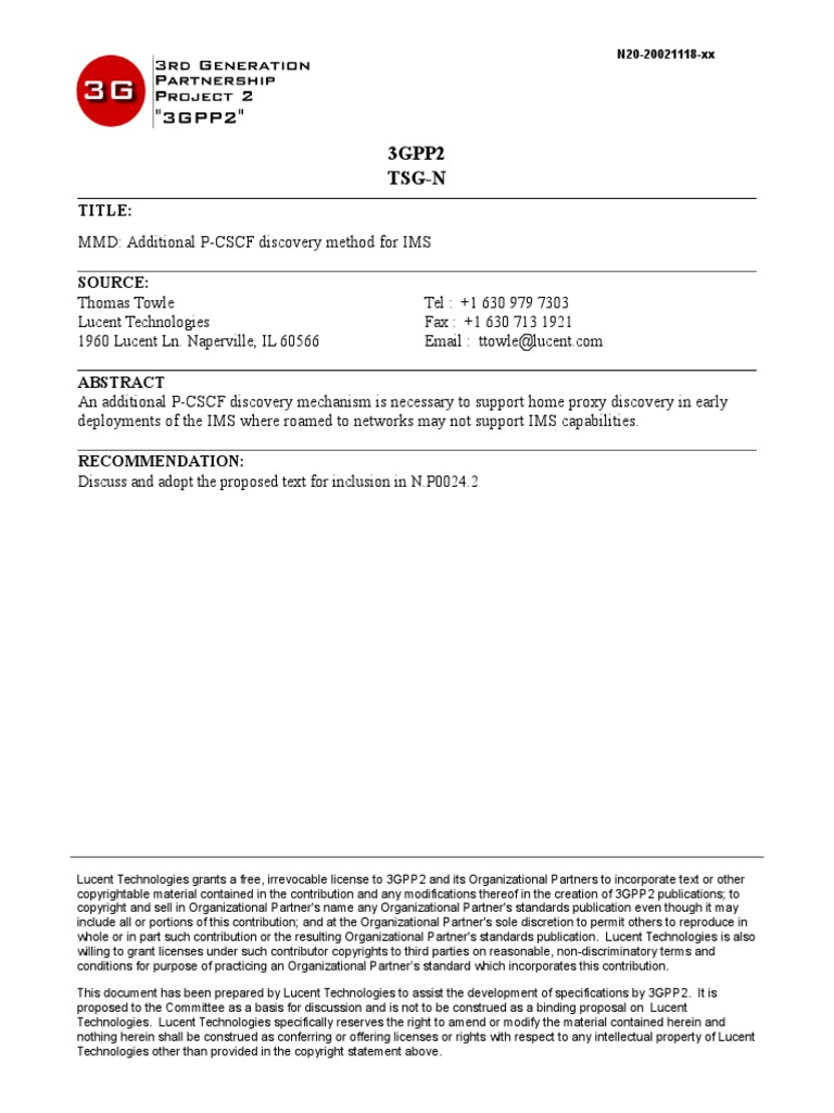 10 Additional P-CSCF Discovery Method (Lucent) | PDF | Domain Name ...
