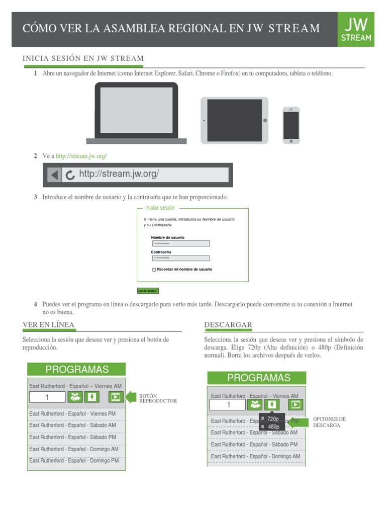 Ver Asamblea Regional en JW Stream | PDF | Contraseña | Internet