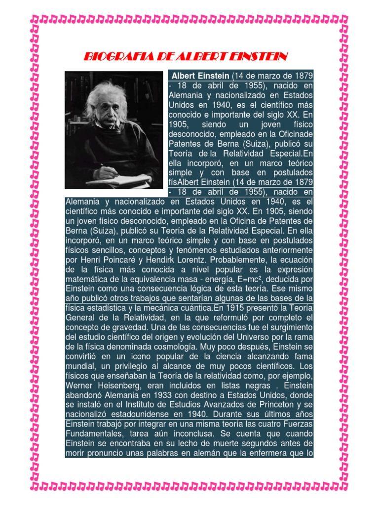 Biografía de Albert Eisten | PDF | Albert Einstein | Relatividad general
