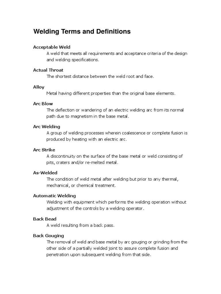 Welding Terms and Definitions | PDF | Welding | Construction