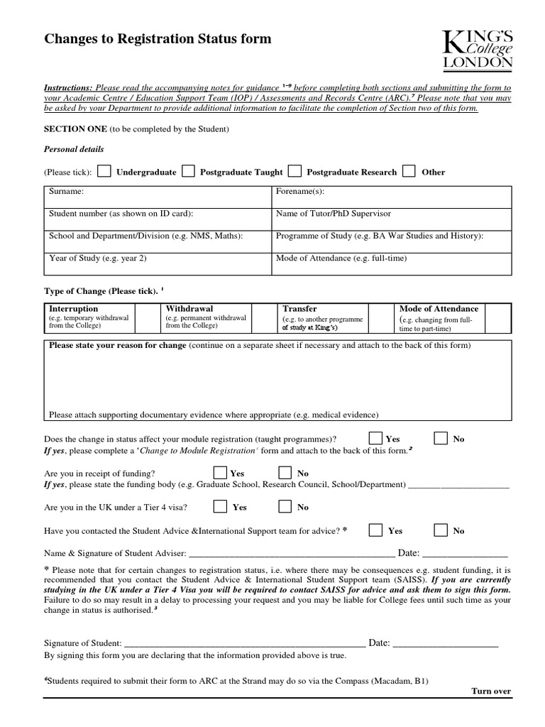 Changes To Registration Status | PDF | Postgraduate Education ...