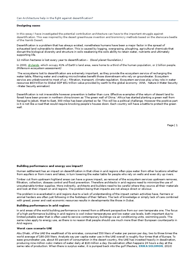 Can Architecture Help in The Fight Against Desertification?: Designing ...