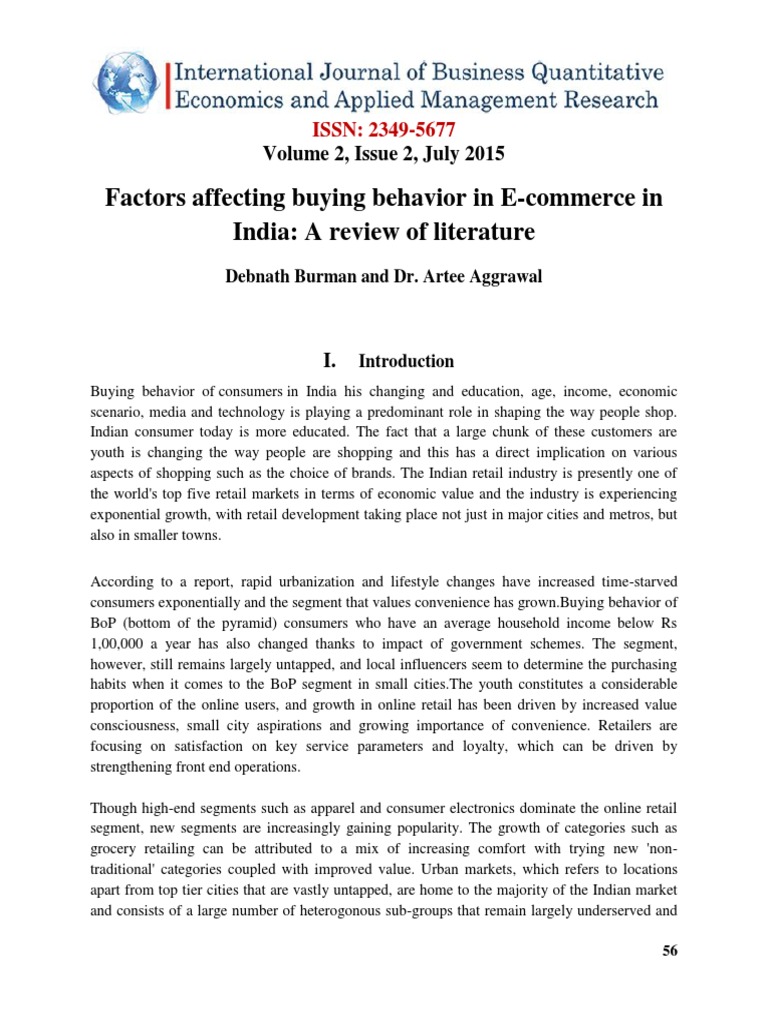 E Commerce in India IJBQEAMR July 2015 | PDF | E Commerce | Consumer Behaviour