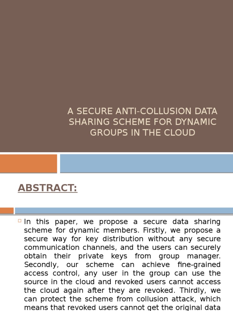 A Secure Anti-Collusion Data Sharing Scheme For Dynamic Groups in The Cloud | PDF | Public Key ...