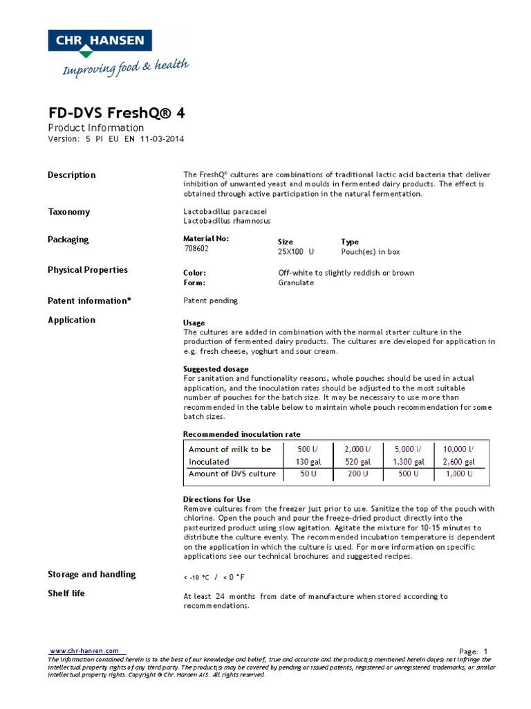 Fd-Dvs Freshq® 4: Product Information | PDF | Sour Cream | Trademark
