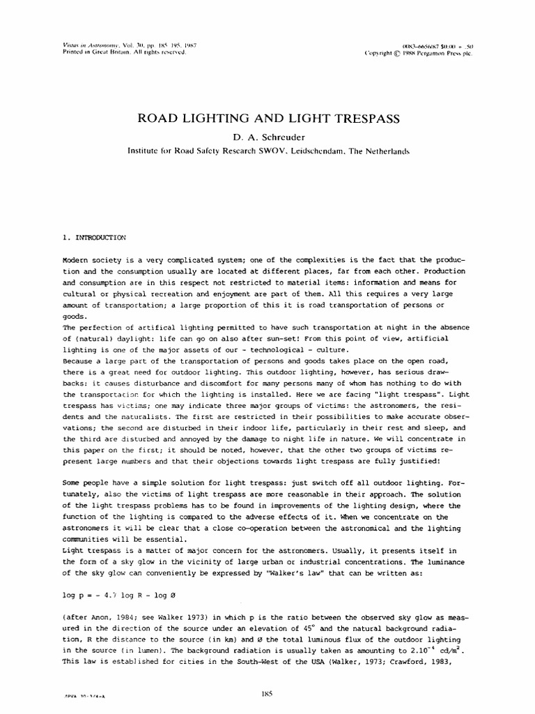Road Lighting and Light Trespass | PDF | Fluorescent Lamp | Optics
