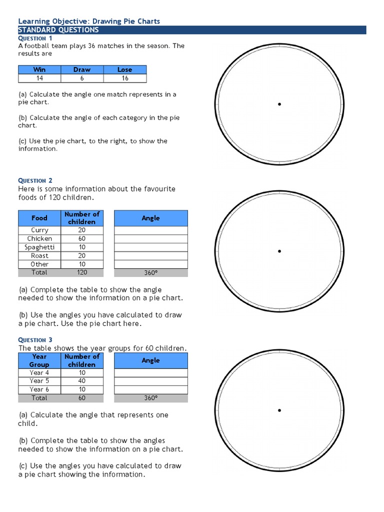 Drawing Pie Charts Worksheet | PDF | Pie Chart | Business