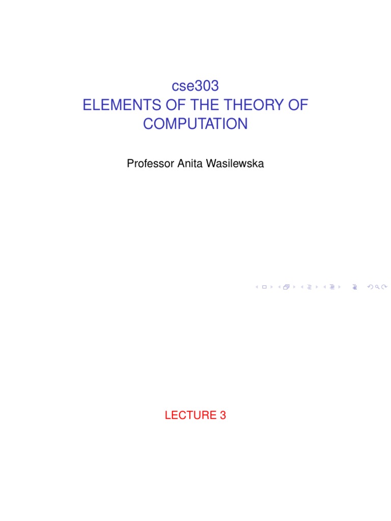 Cse303 Elements of The Theory of Computation: Professor Anita Wasilewska | PDF | Natural Number ...