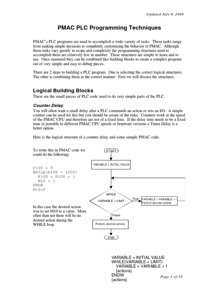 PMAC PLC Programming Techniques: Logical Building Blocks | PDF ...