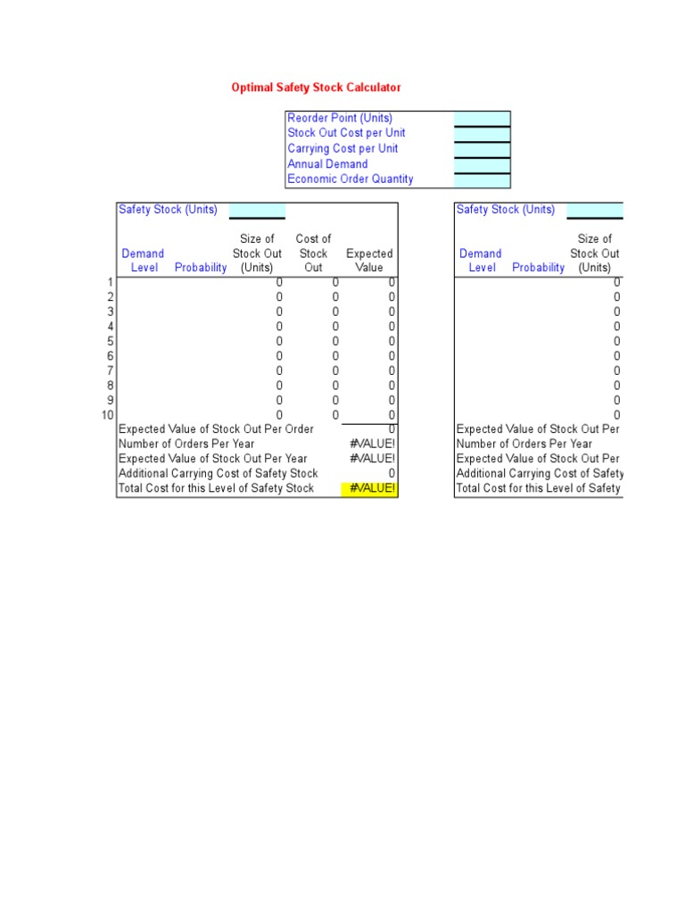 Reorder Point (Units) Stock Out Cost Per Unit Carrying Cost Per Unit ...